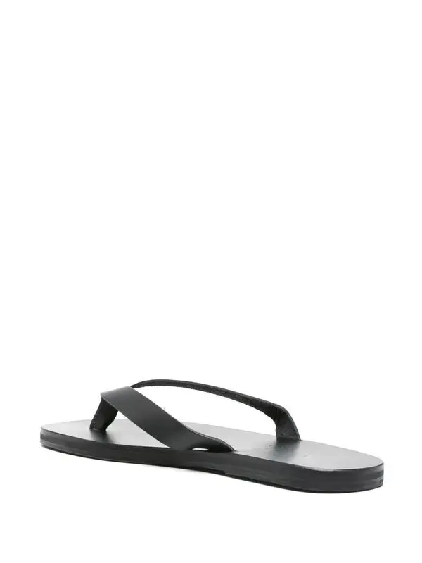 ANCIENT GREEK SANDALS Solon Flat Leather Thong Sandals - Black