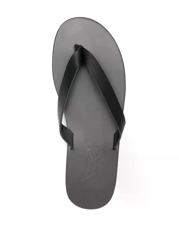 ANCIENT GREEK SANDALS Solon Flat Leather Thong Sandals - Black