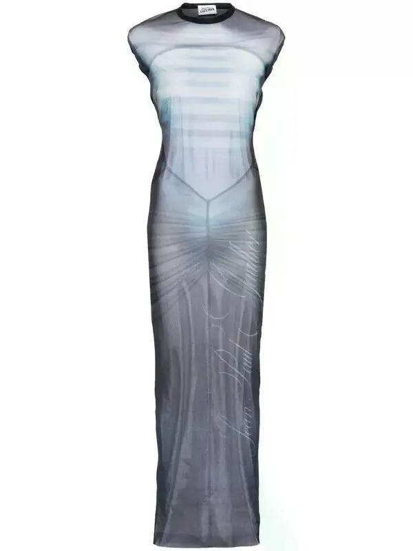 JEAN PAUL GAULTIER Sheer Maxi Dress - Blue