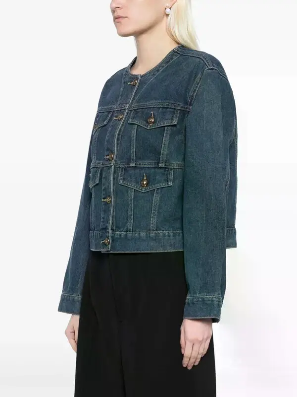 B+AB Collarless Denim Jacket