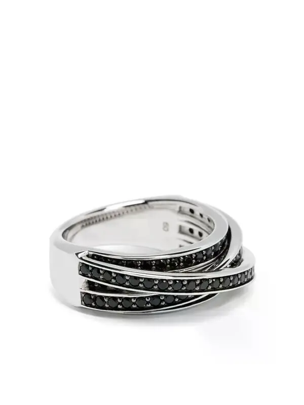 Tom Wood Orb Chunky Ring In Recycled Sterling With Black Spinel - Silver