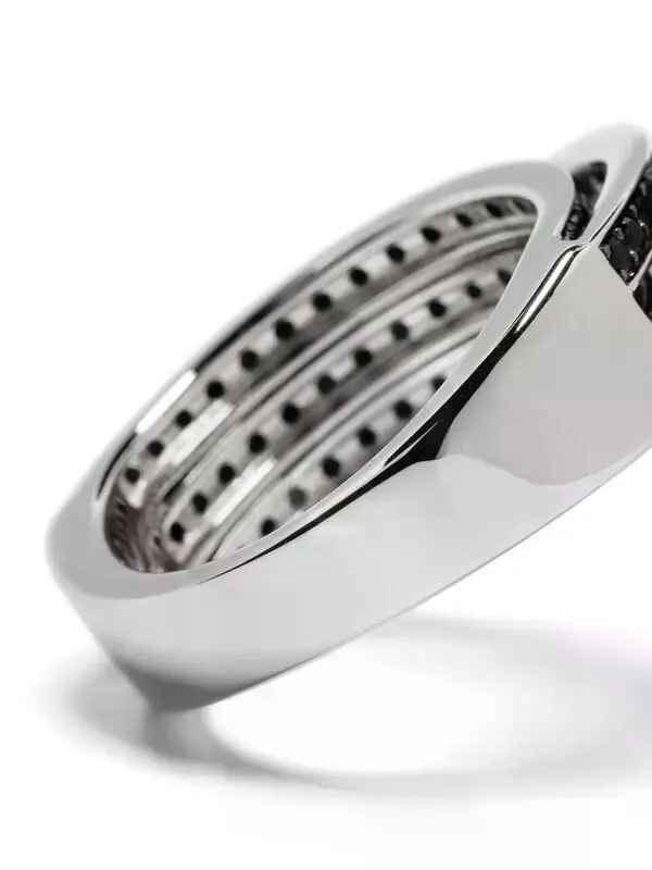 Tom Wood Orb Chunky Ring In Recycled Sterling With Black Spinel
