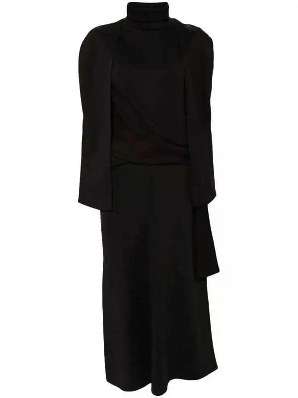 Goen.j Knot Detailed Cape-effect Dress - Brown
