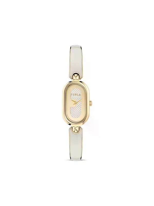 Furla Oval Face Watch With Monogram Dial - Gold