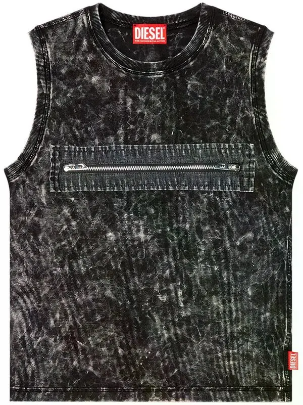 DIESEL® T-arted Tank Top With Zip Fastening - Black