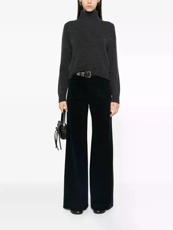 NILI LOTAN Hollyn Fine Knit Lambswool Roll Neck Sweater - Grey