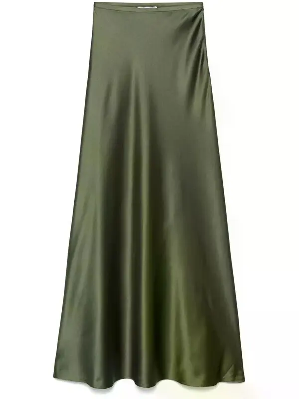 ATU BODY COUTURE Khaki Satin Maxi Skirt - Green