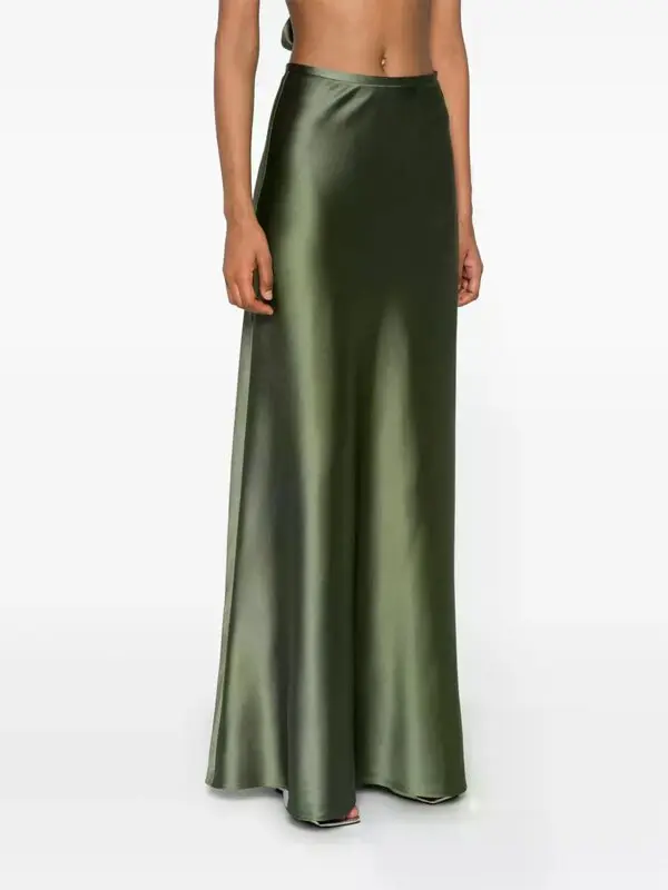ATU BODY COUTURE Khaki Satin Maxi Skirt - Green
