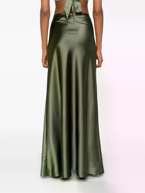 ATU BODY COUTURE Khaki Satin Maxi Skirt - Green