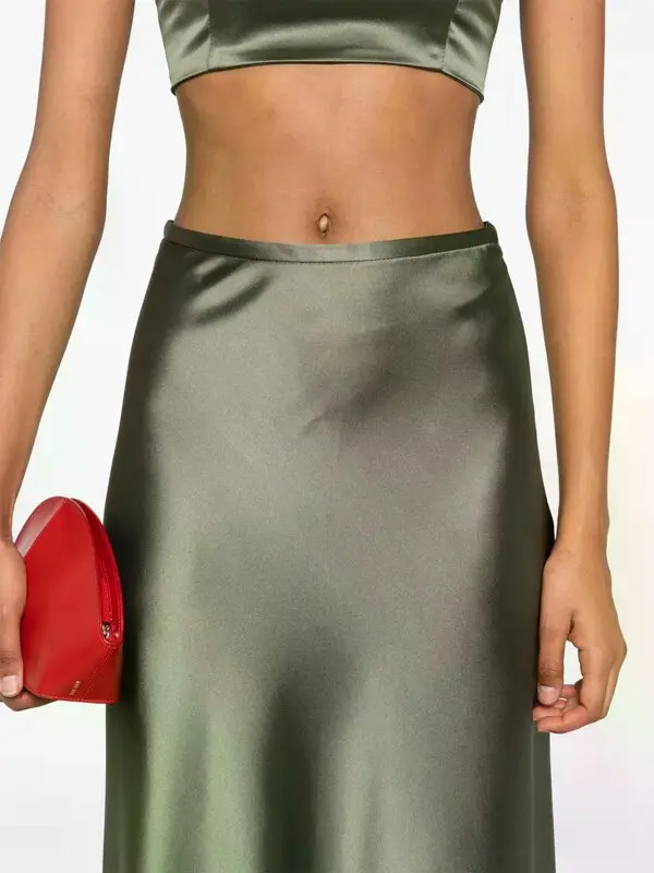ATU BODY COUTURE Khaki Satin Maxi Skirt - Green