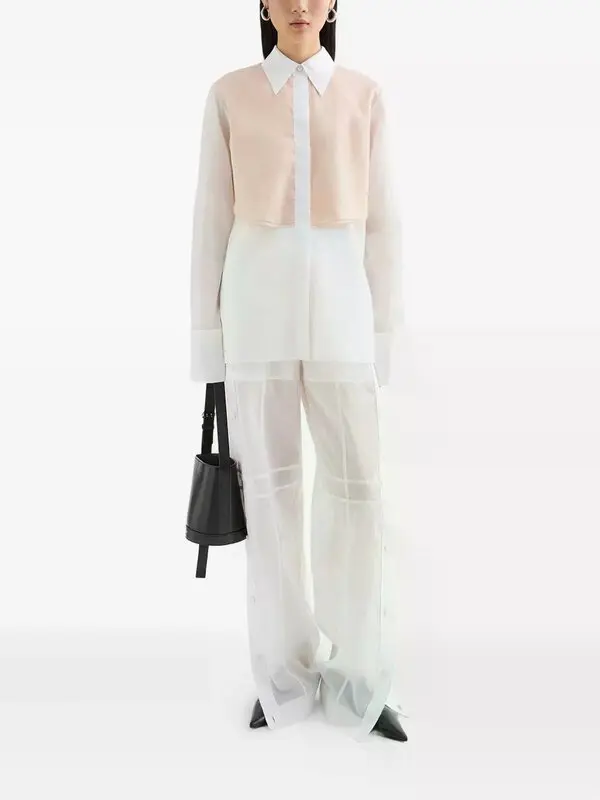 JIL SANDER Cotton Palazzo Trousers With Side Button Fastening - White