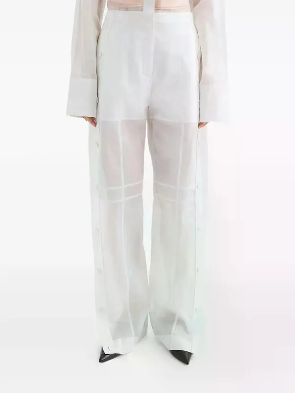 JIL SANDER Cotton Palazzo Trousers With Side Button Fastening - White