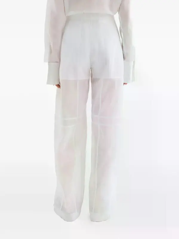 JIL SANDER Cotton Palazzo Trousers With Side Button Fastening - White