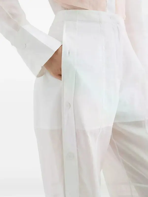 JIL SANDER Cotton Palazzo Trousers With Side Button Fastening - White