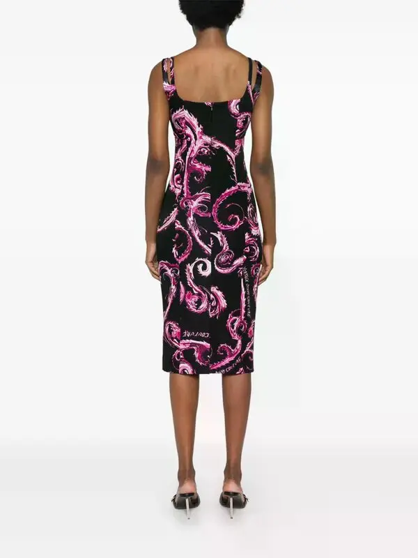 Versace Chromo Couture Print Midi Dress
