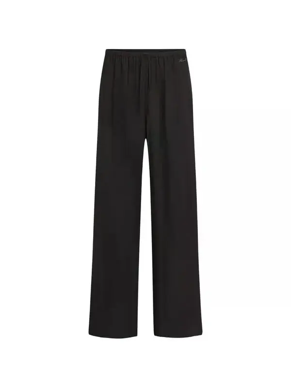Karl Lagerfeld Wide Leg Sheer Beach Trousers With Side Slits - Black