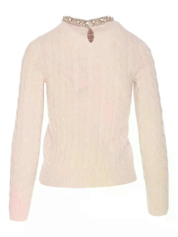 Valentino Garavani Cable-knit Crew Neck Jumper - Pink
