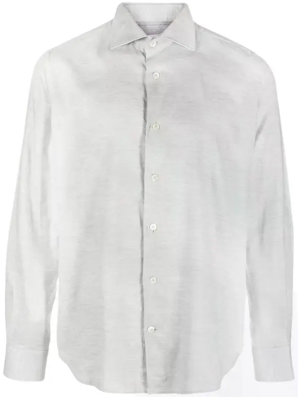Eleventy Dandy Long-sleeved Cotton-lyocell Shirt - Grey