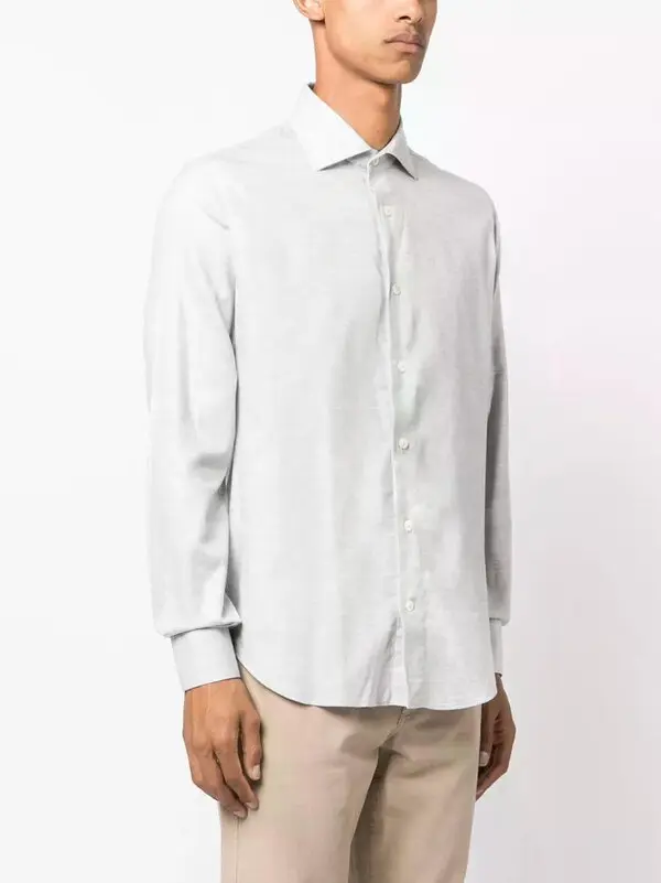 Eleventy Dandy Long-sleeved Cotton-lyocell Shirt - Grey