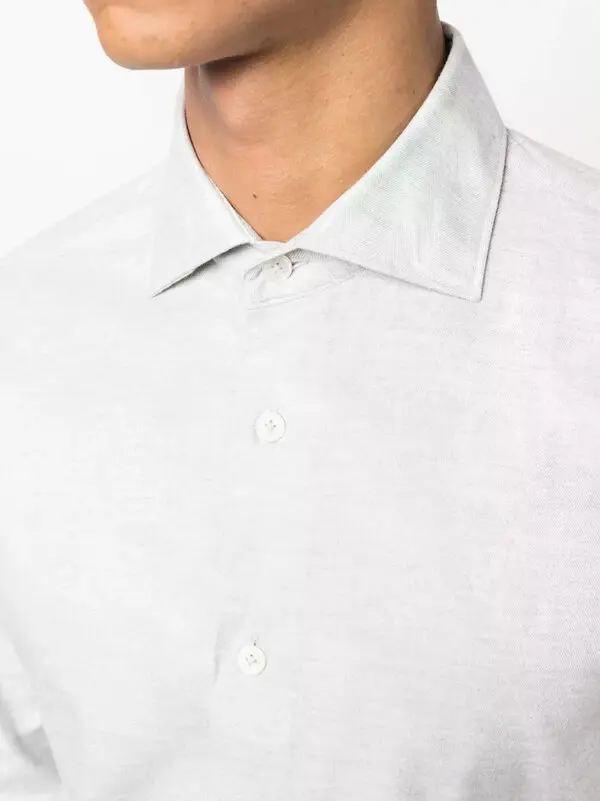 Eleventy Dandy Long-sleeved Cotton-lyocell Shirt - Grey
