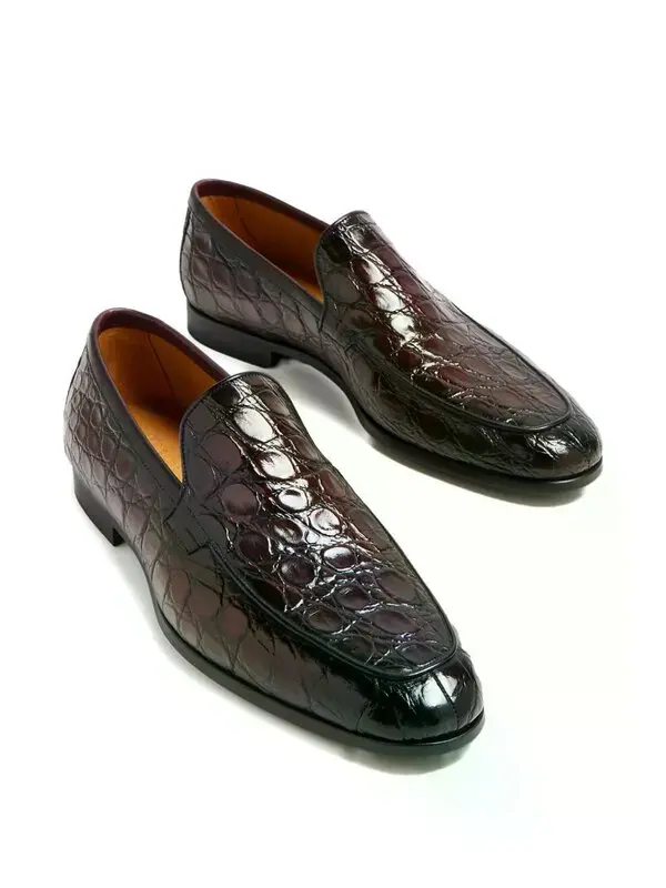 Magnanni Crocodile-embossed Loafers - Red