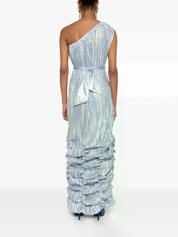 BARUNI Medinilla Maxi Dress One-shoulder, Belted, Ruffled - Grey