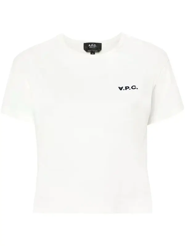A.p.c. Logo Appliqué Cropped T-shirt - White