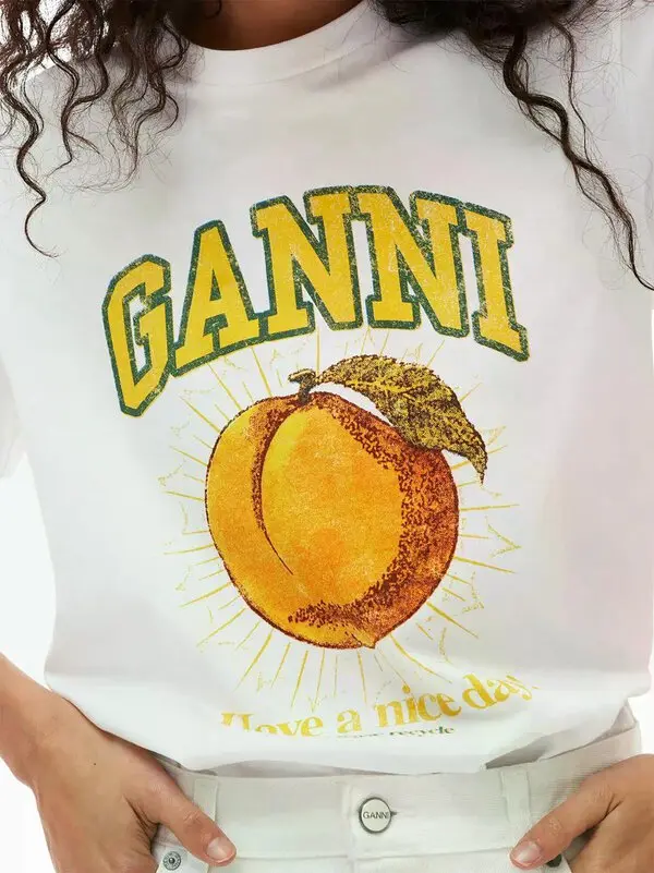 GANNI Logo Print Organic Cotton T-shirt