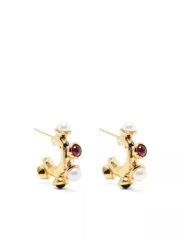 ALIGHIERI 24k The Nocturnal Garnet And Pearl Earrings - Gold