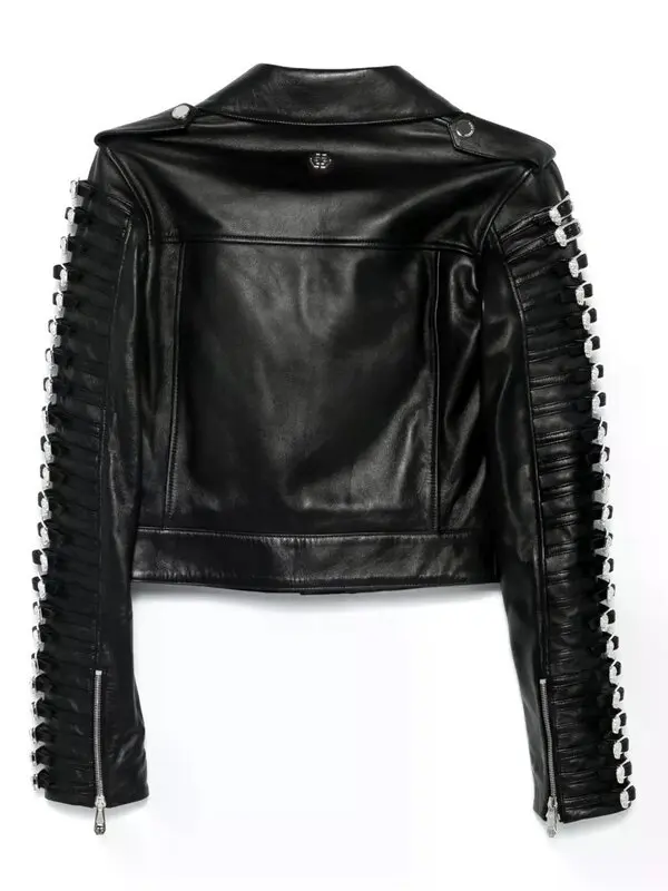 Philipp Plein Crystal-buckle Biker Jacket