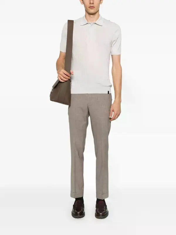 FAY Cable-knit Polo Shirt - Grey