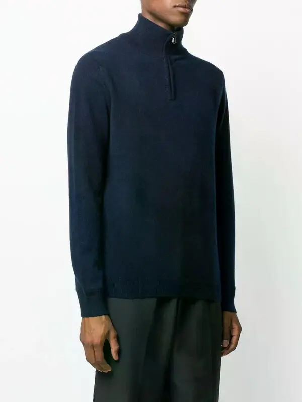 Pringle Of Scotland Fine Knit Zip Neck Sweater - Blue