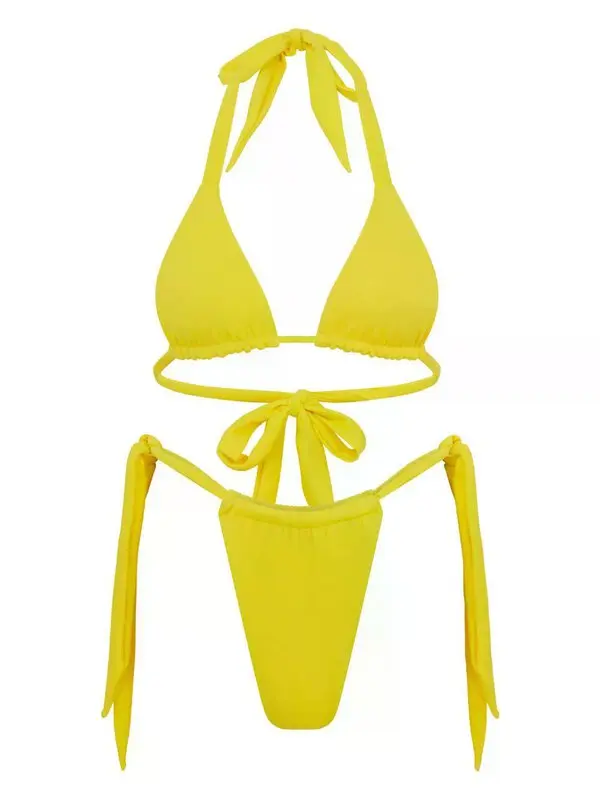 LET'S SWIM Side Tie-fastening Bikini Bottoms - Yellow