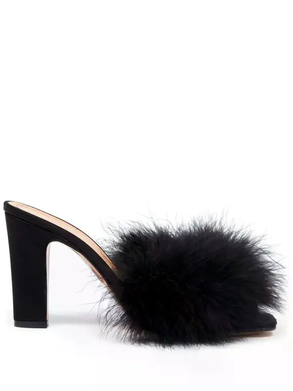 MAISON MARGIELA Feather Detail Block Heel Sandals - Black