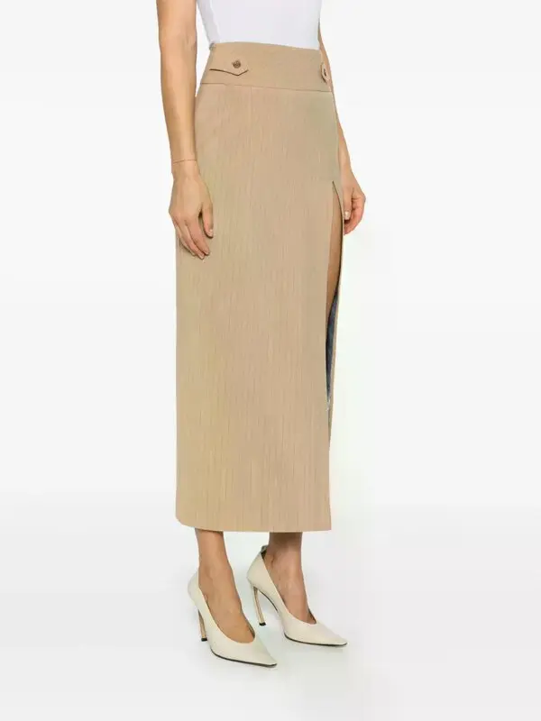 MITILIANE COUTURE Pinstriped Maxi Skirt With Side Slit