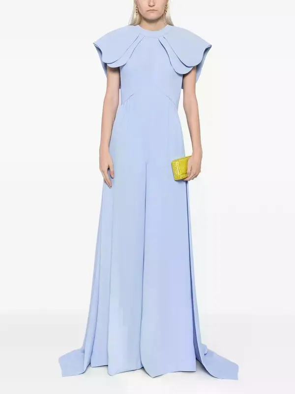 SAIID KOBEISY Crepe Jumpsuit With Layered Overskirt - Blue