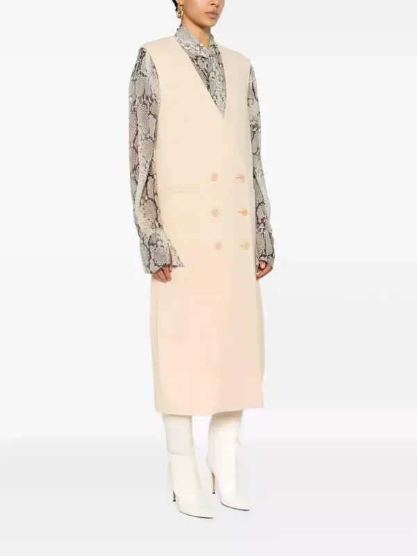 Patrizia Pepe Double-breasted Sleeveless Coat - Neutrals