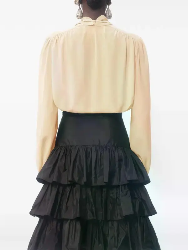 Valentino Garavani Silk Crepe De Chine Shirt With Neck Bow Detail - Neutrals