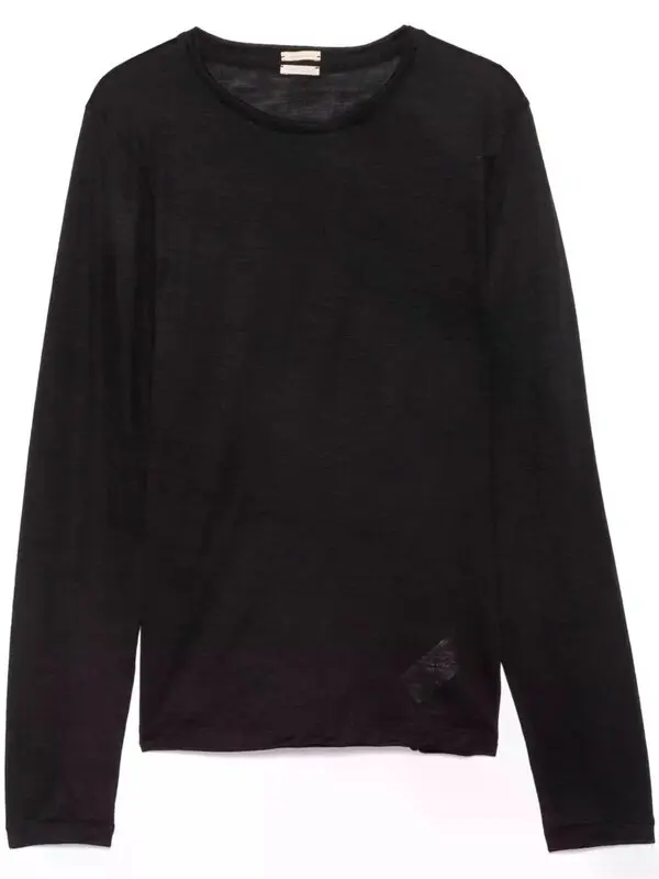 Massimo Alba Fine Knit Wool T-shirt - Black