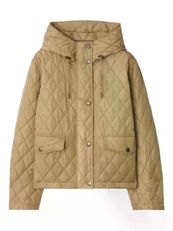 Burberry Cropped Quilted Jacket With Drawcord Hood - Neutrals