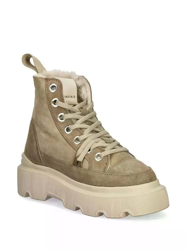 Inuikii Suede Lace-up Boots With Shearling Lining