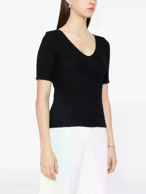 Vince Cotton-blend V-neck T-shirt With Smocked Panels - Black