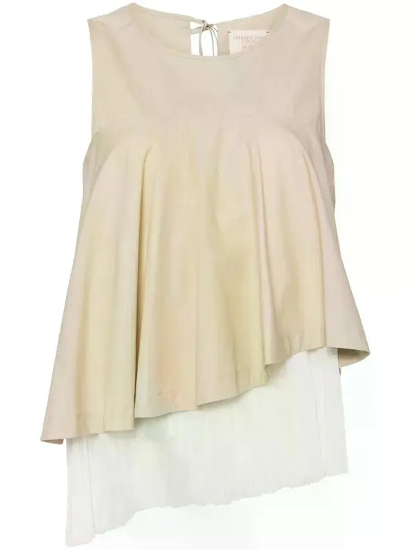 SHANSHAN RUAN Sleeveless Tiered Pleated Top
