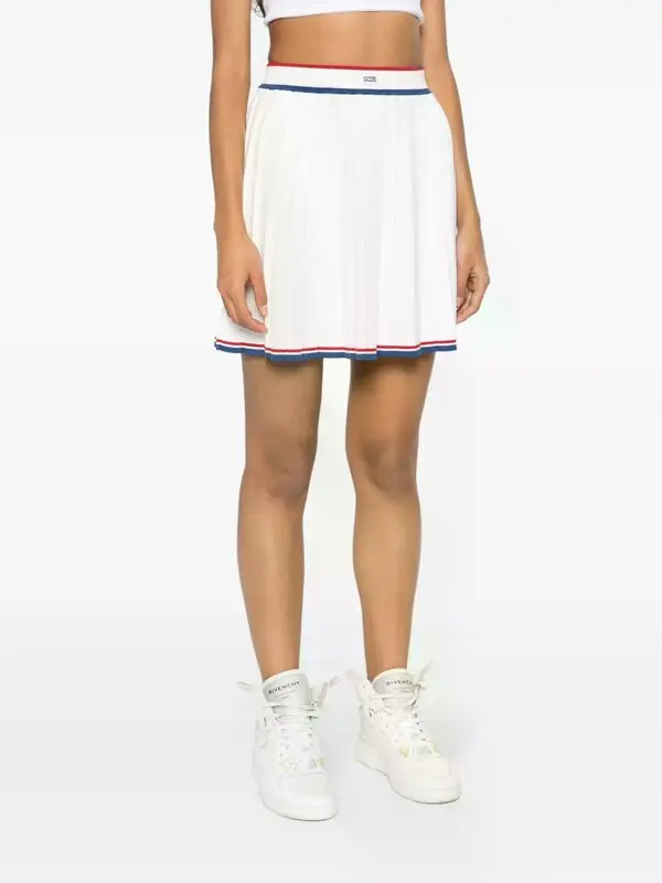 Gcds Pleated Knit Skirt With Contrasting Trim