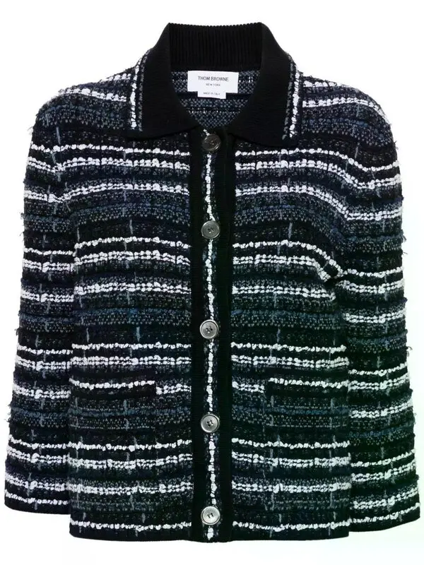 Thom Browne Bouclé Tweed Jacket - Blue