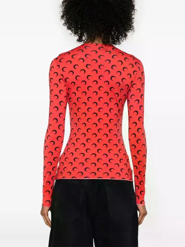 MARINE SERRE Moonogram Long-sleeve Top - Red