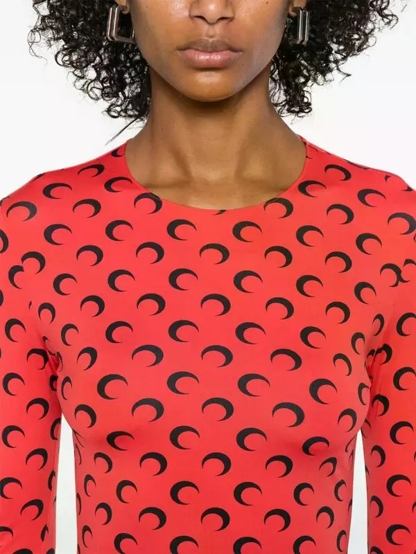 MARINE SERRE Moonogram Long-sleeve Top - Red