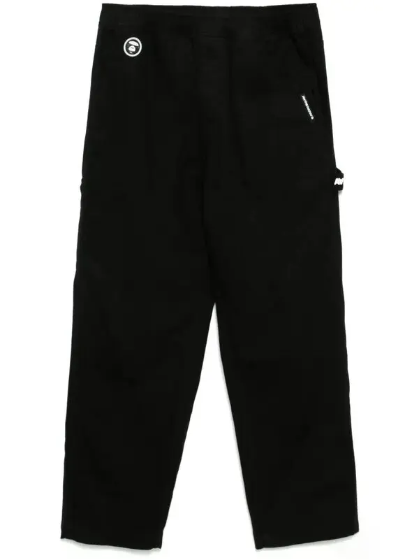 AAPE BY *A BATHING APE Moonface Logo Straight-leg Trousers - Black