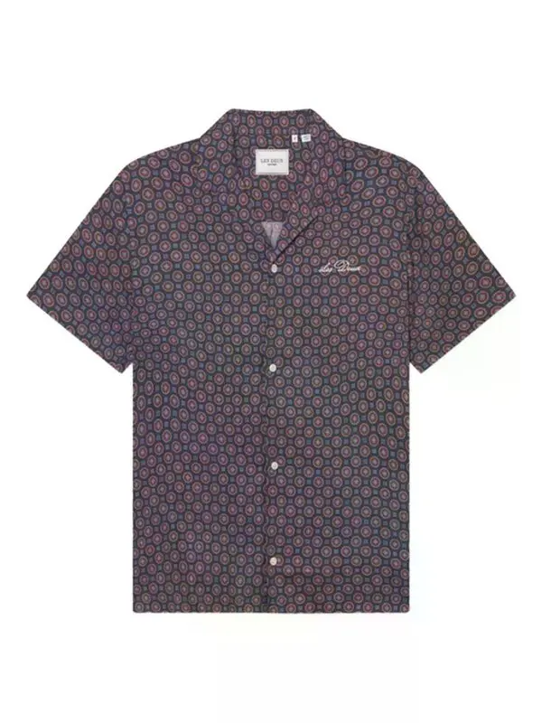 LES DEUX Geometric-pattern Shirt - Blue