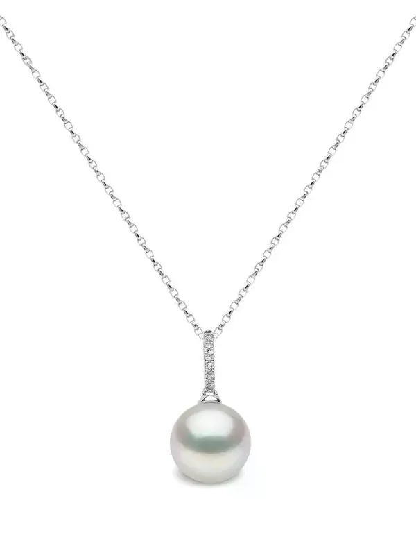Yoko London 18kt White Gold Classic Freshwater Pearl And Diamond Pendant Necklace - Silver